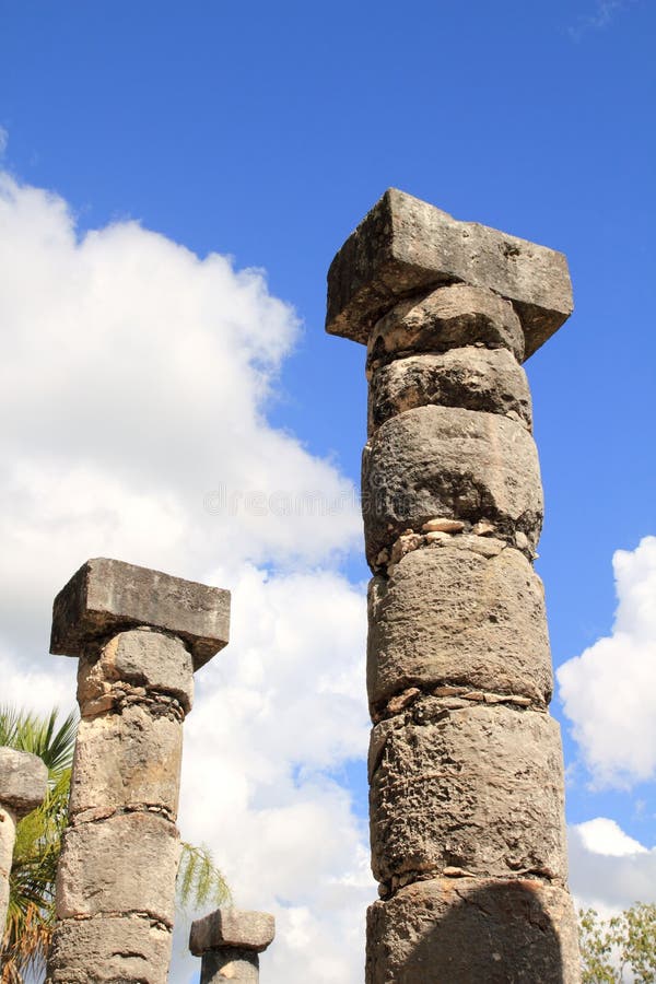 Columns Mayan Chichen Itza Mexico Ruins in Rows Stock Image - Image of ...