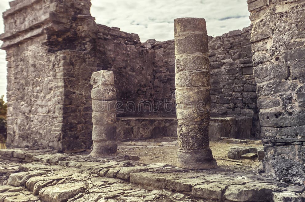 Columns of the Mayan Temples Editorial Photography - Image of religion ...
