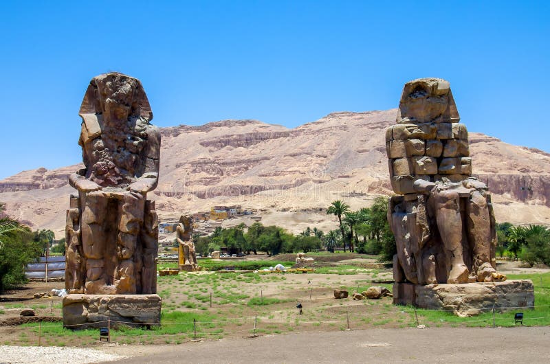 Columns of Memnon Giant Statues Stock Photo - Image of entertainment ...