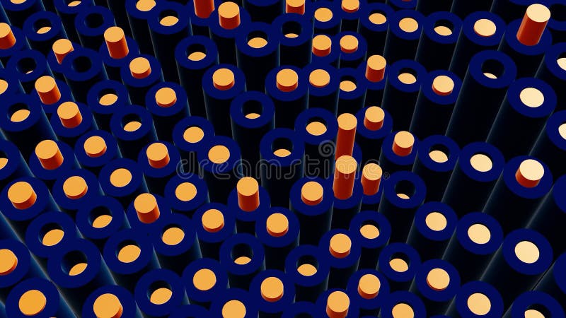 Columns Moving in Waves. Motion. Animation with Lot of Moving Cylinders ...