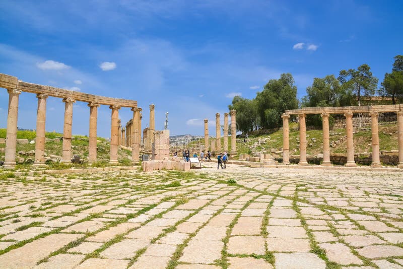 Columns of Nymphaeum in Jerash, Jordan. Editorial Photography - Image ...