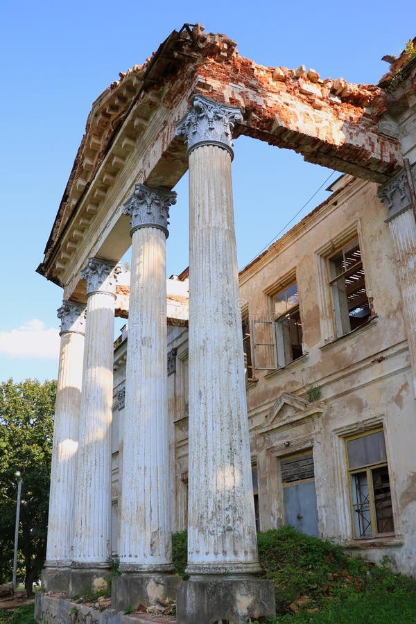 Columns of an Old Castle, Permission after the War Stock Photo - Image ...