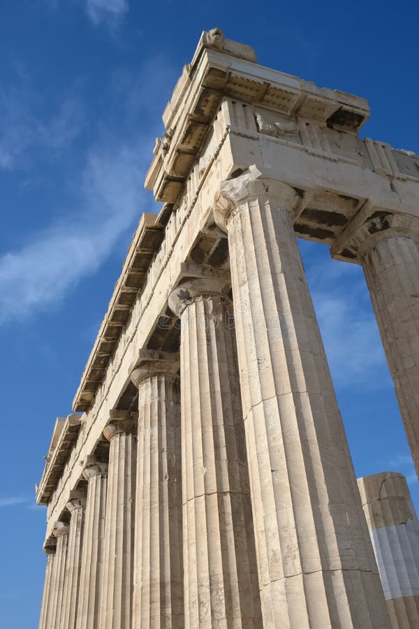 Columns of Parthenon Temple in Acropolis Stock Photo - Image of ...