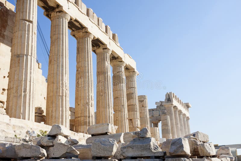 Columns of Parthenon Temple in Athens Stock Image - Image of ancient ...