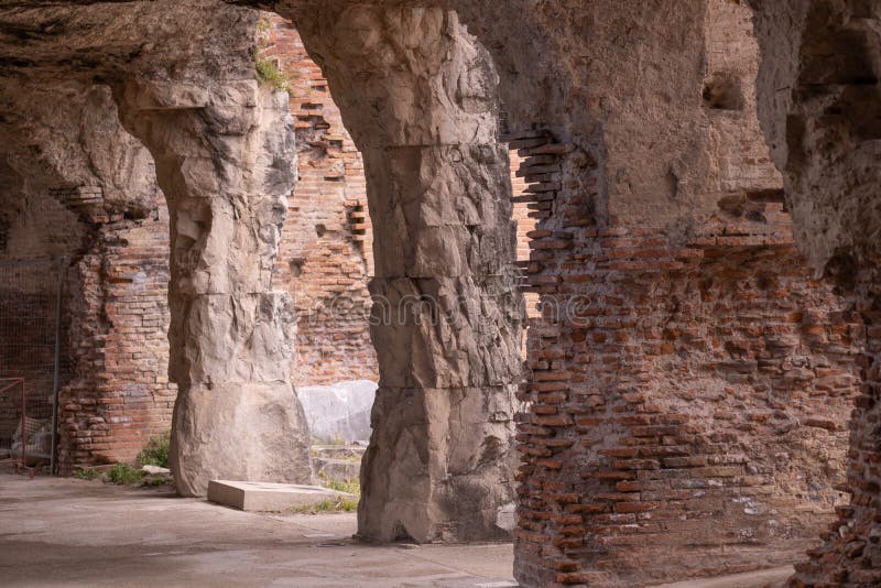 Stone Columns in the Capua Amphitheater Stock Photo - Image of ...