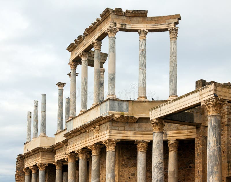 Columns of Roman Theatre stock photo. Image of landmark - 49112578