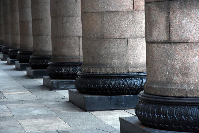 Columns in a Row. Stone Wall Background Stock Photo - Image of brown ...