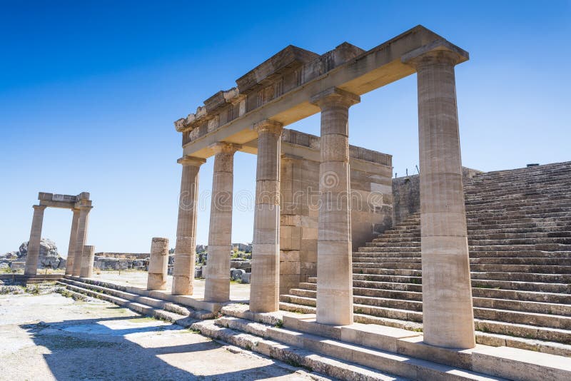 Columns and Steps of the Acropolis in Lindos Stock Photo - Image of ...