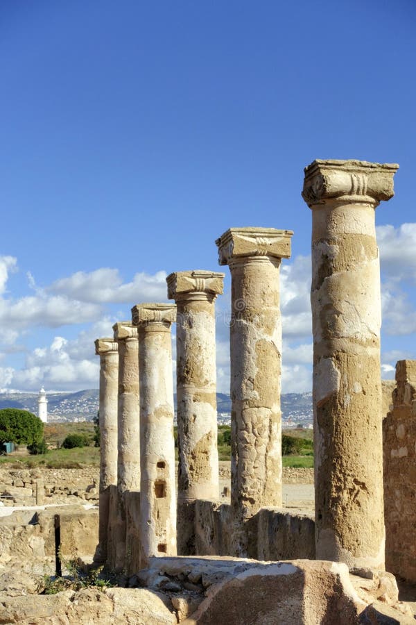 Columns and Structures at Nea Pafos Stock Image - Image of park ...