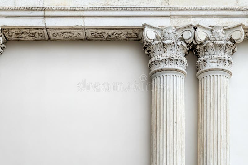 Columns Supporting White Classical Architectural Facade, Showcasing ...
