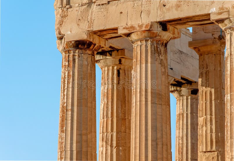 Columns of the Temple on the Acropolis Stock Image - Image of columns ...