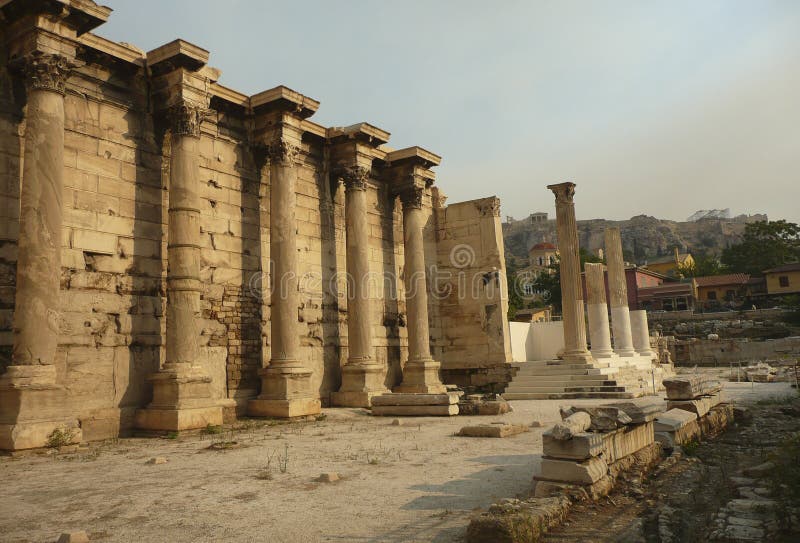 Columns in a Temple in Athens, Greece Stock Photo - Image of blue ...