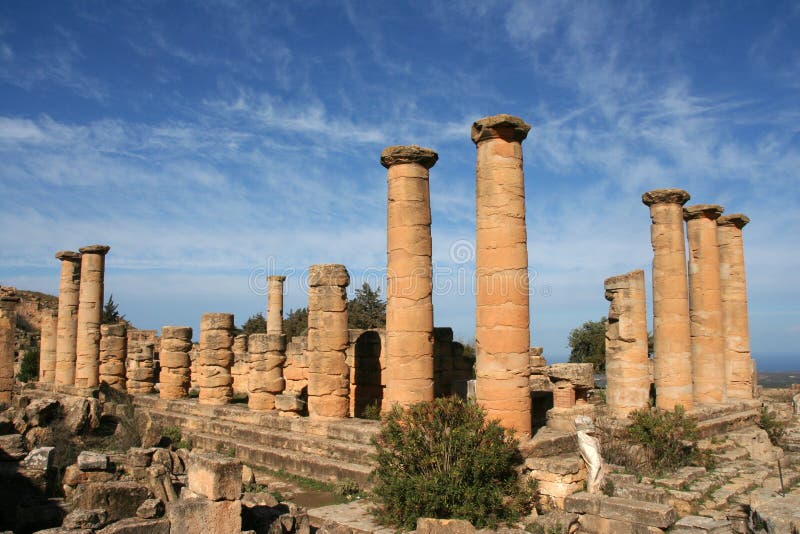 Columns at Temple Cyrene Libya Stock Image - Image of cyrene, roman ...