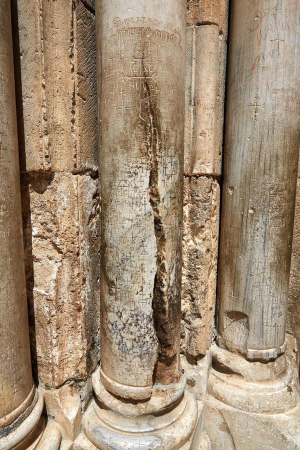 Columns of the Temple of God Which Was Hit by Lightning Stock Photo ...