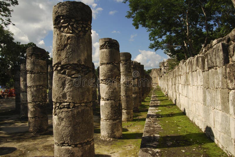 Columns Temple of the Mayan Warriors Stock Image - Image of vacation ...