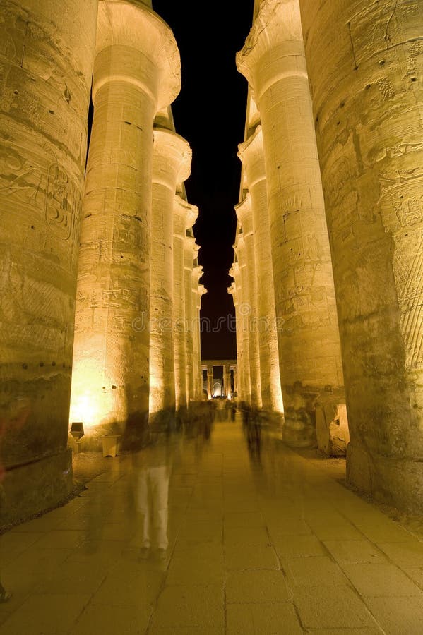 Columns in temple at night stock photo. Image of worship - 12349456