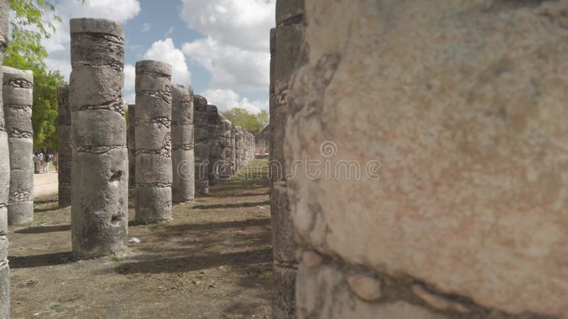 Columns in the Temple of a Thousand Warriors. Chichen Itza, Yucatan ...