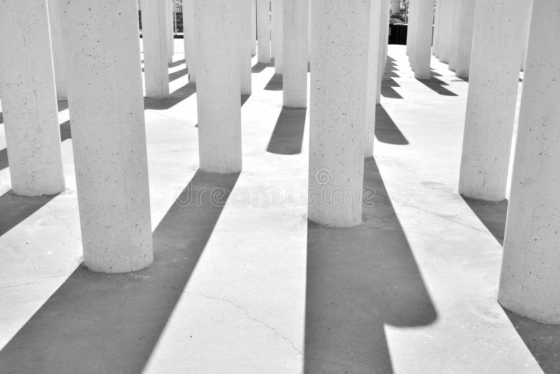 Columns and Their Shadows, Black and White Stock Image - Image of ...