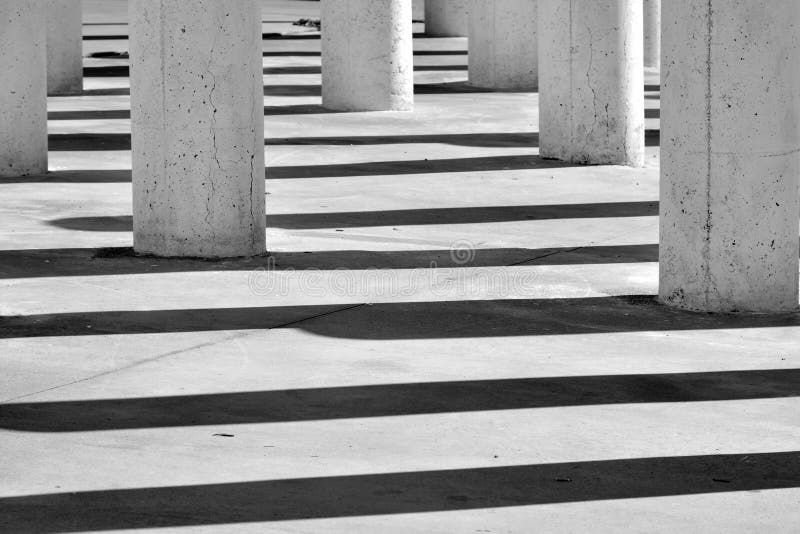 Columns and Their Shadows, Black and White Stock Image - Image of ...