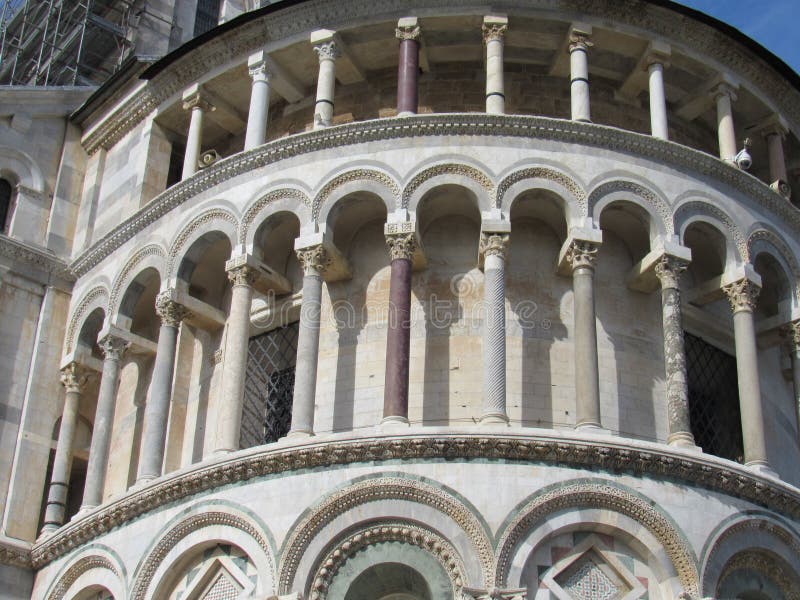 Columns of tower of Pisa. editorial stock image. Image of facade ...