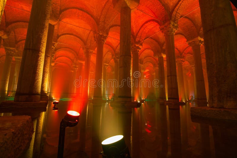 Columns and Vaults of the Basilica Cistern Editorial Stock Photo ...