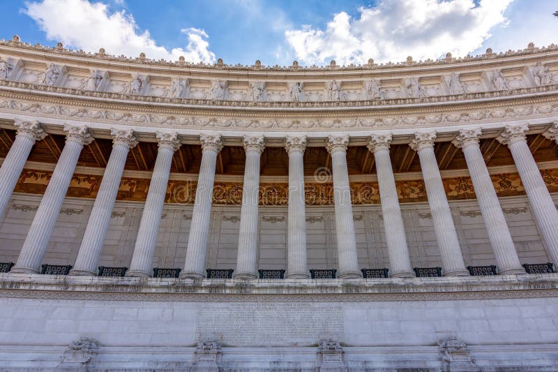 Columns of Vittoriano Monument on Venice Square in Rome, Italy Stock ...