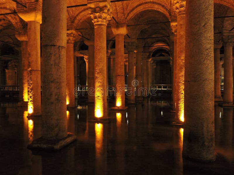 Columns, water and lights stock image. Image of silence - 84557499