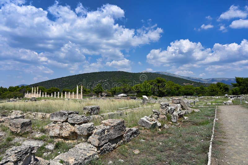 Colums of Abaton of Epidaurus, Peloponnese, Greece Stock Photo - Image ...
