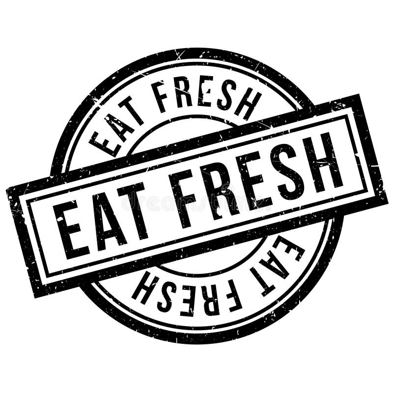 Coma El Sello De Goma Fresco Ilustración del Vector - Ilustración de sabroso, etiqueta: 82602976
