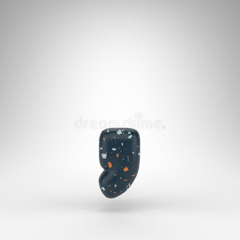 Coma Symbol on White Background. 3D Sign with Blue Terrazzo Pattern ...