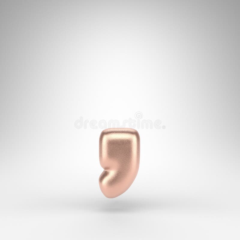Coma Symbol on White Background. Matte Copper 3D Sign with Shiny ...