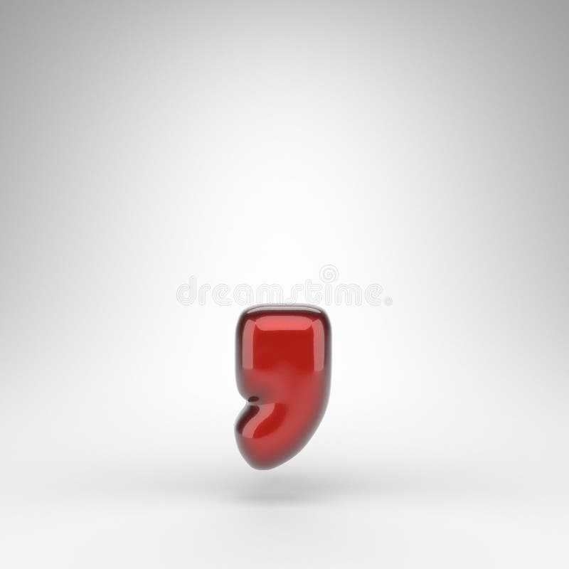 Coma Symbol on White Background. Red Car Paint 3D Sign with Glossy ...