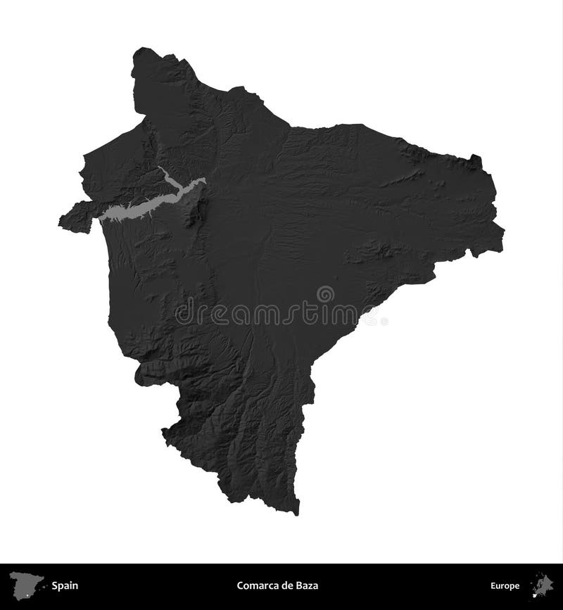 Comarca De Baza, Spain, Isolated on White. Grayscale Stock Illustration ...