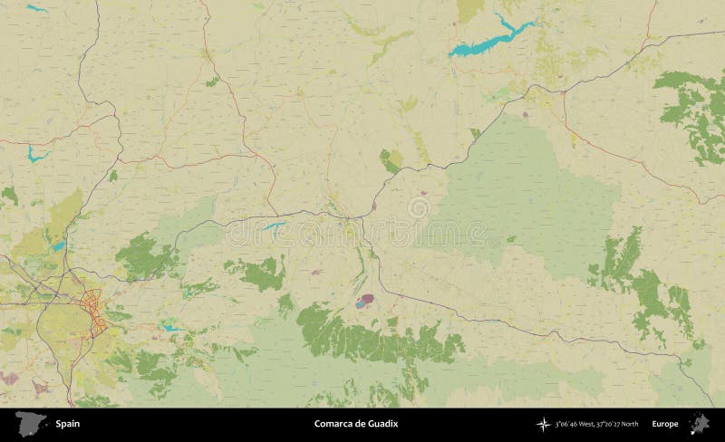 Comarca De Guadix, Spain. Topographic Humanitarian Stock Illustration ...