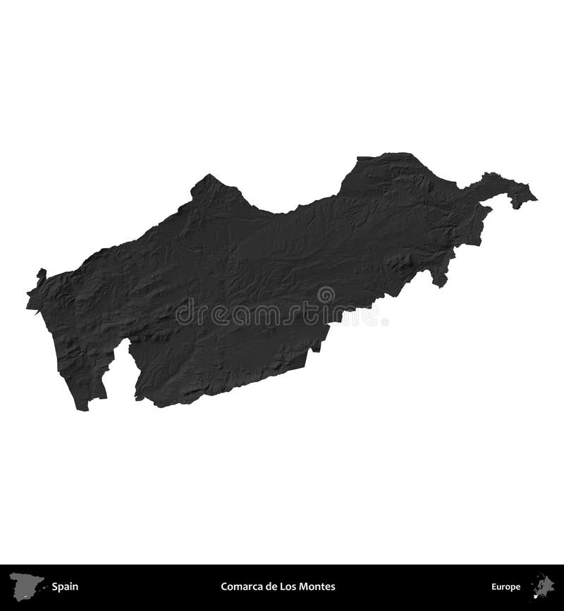 Comarca De Los Montes, Spain, Isolated on White. Grayscale Stock ...