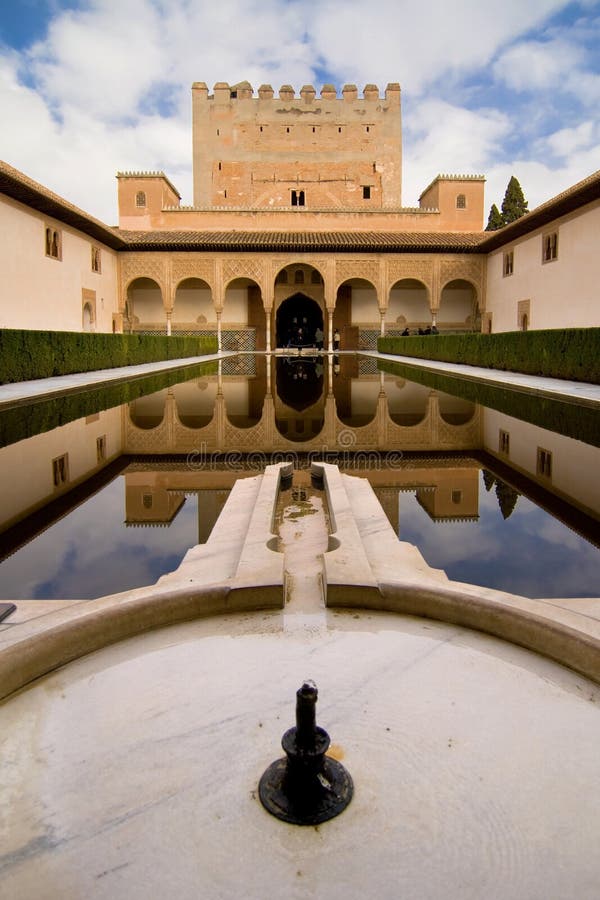 Comares Tower of the Alhambra in Granda, Spain at Night Stock Image ...