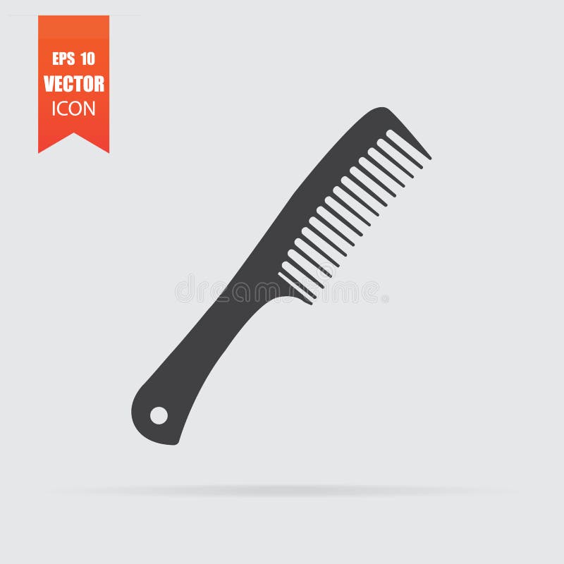 Comb Icon in Flat Style Isolated on Grey Background Stock Vector ...