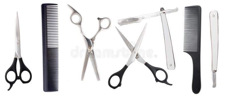 Razor and Scissors on a White Background Stock Photo - Image of ...