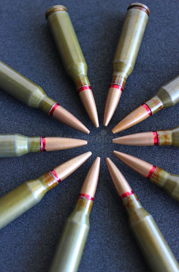 Combat Bullets in Round Order Closeup View Stock Photo - Image of ...