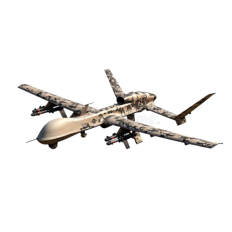 Combat Drone with Desert Camouflage and Weapons. Stock Image ...