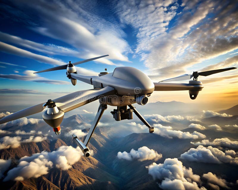 Combat drone in the sky stock illustration. Illustration of drone ...