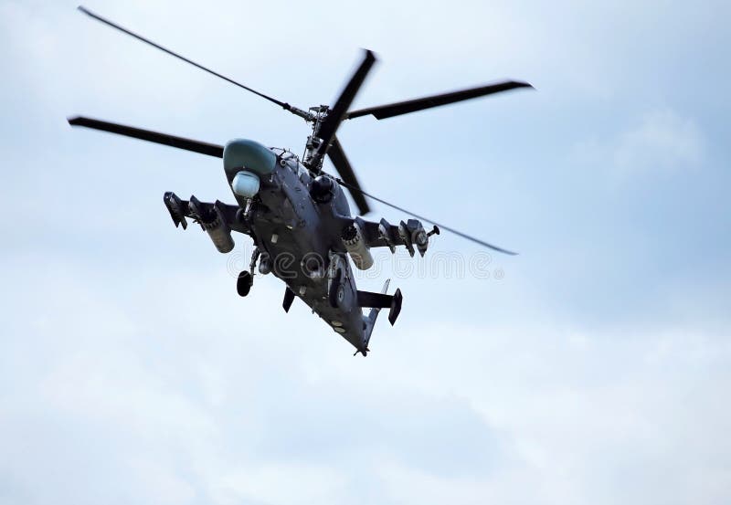 Combat Helicopter in Flight Stock Photo - Image of force, defense: 52023902
