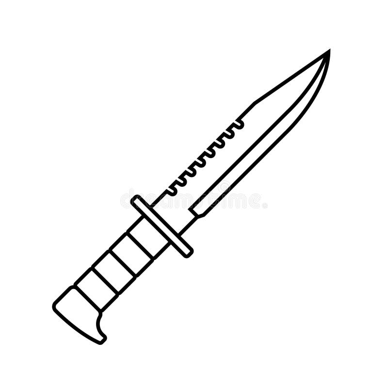 Combat Knife Icon in Linear Style. Vector Stock Vector - Illustration ...
