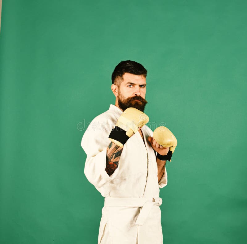 Combat Master Practices Attack or Defense Posture. Stock Image - Image ...