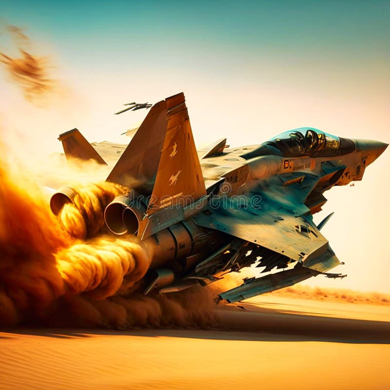 Combat Military Fighter Rapidly Takes Off at High, Generative AI Stock ...