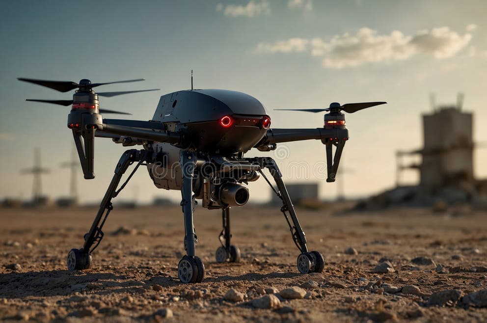 Combat Quadcopter Robots of the Future Stock Illustration ...