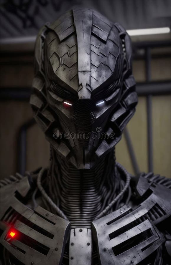 Combat Robot from the Future in Sci-fi Armor, Portrait of a Humanoid ...