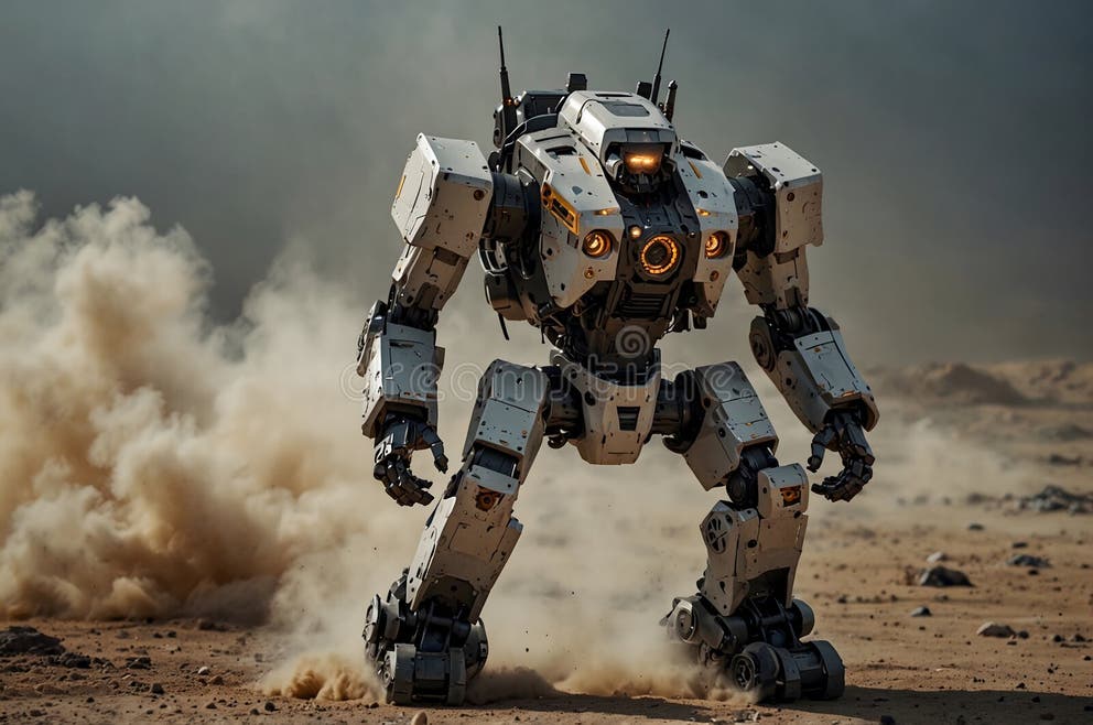 Combat Robots of the Future Stock Illustration - Illustration of metal ...