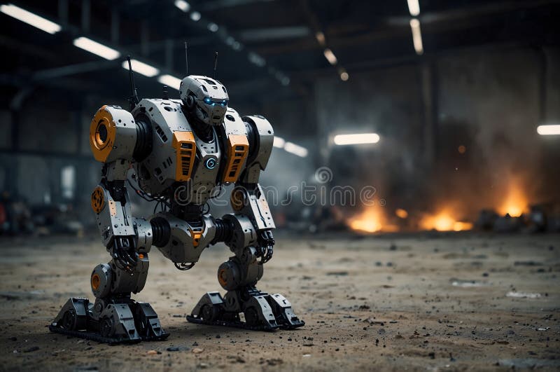 Combat Robots of the Future Stock Illustration - Illustration of weapon ...