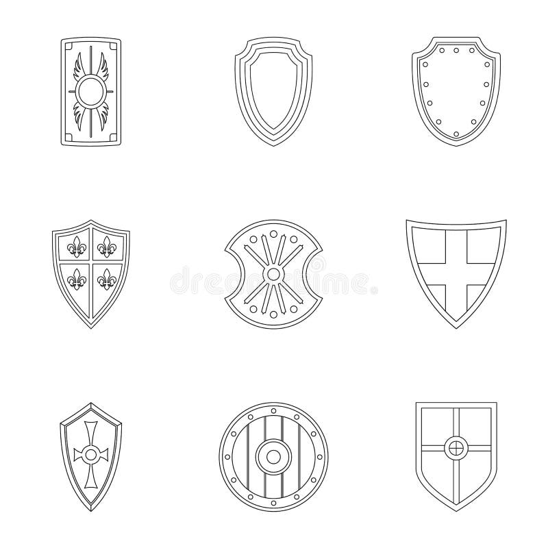 Combat Shield Icon, Simple Style Stock Illustration - Illustration of ...